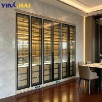 China Built-in Dual Zone 50-59 Bottle Wine Cooler Wood Shelves LED Glass Door for sale
