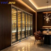 China Built-in Dual Zone 50-59 Bottle Wine Cooler Wood Shelves LED Glass Door for sale