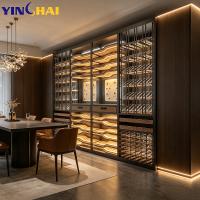China Built-in 34-49 Bottl Wine Cooler Marble Decor Metal Rack LED Glass Door for sale