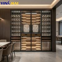 China Built-in 34-49 Bottl Wine Cooler Marble Decor Metal Rack LED Glass Door for sale