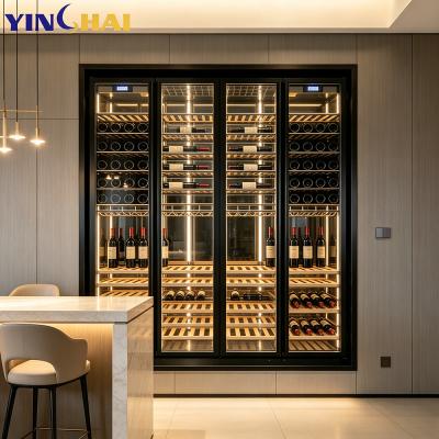 China Recessed Black Stainless Steel Wine Cooler Tempered Glass Constant Temp LED for sale