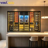 China 6-Door Large Wine Fridge Built-in Wine Cooler Large Capacity LED Glass Door for sale