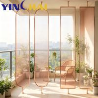 China Custom Vertical Oval Suspended Gradient Glass Partition Screen For Modern Bedroom for sale