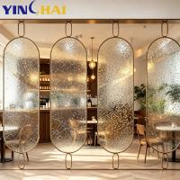 China Custom Stainless Steel Oval Gradient Glass Partition Screen For Home Interior for sale