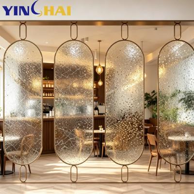 China Custom Stainless Steel Oval Gradient Glass Partition Screen For Home Interior for sale