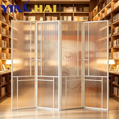 China Custom Stainless Steel Art Glass Folding Room Divider For Home Interior for sale
