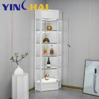 China Custom Stainless Steel Rotating Corner Glass Wine Cabinet With LED Lighting for sale