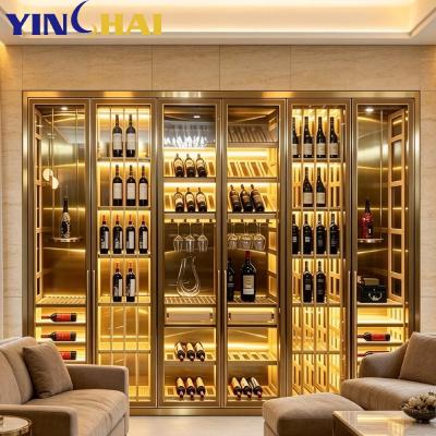 China Stainless Steel Normal Temperature Glass Wine Showcase With Warm LED Lights for sale