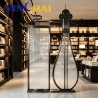 China Custom Stainless Steel Chinese Style Pipa Partition With Frosted Glass for sale