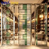 China Custom Stainless Steel Modern Geometric Tempered Glass Partition Screen for sale