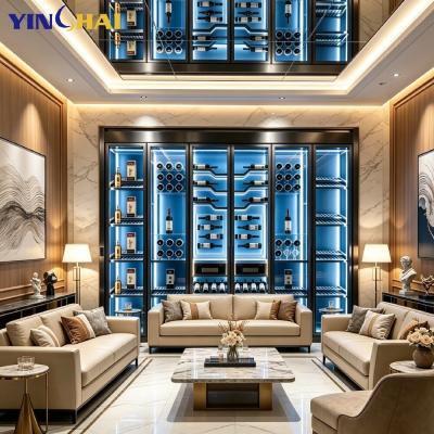 China Custom Stainless Steel Glass LED Constant Temperature Wine Display Cabinet for sale
