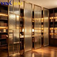 China Custom Luxury Stainless Steel Screen Partition With Decorative Glass Panel for sale