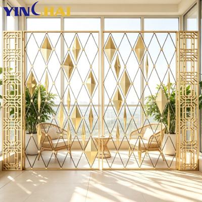China Custom Stainless Steel Rhombus Partition Screen For Living Room Balcony for sale