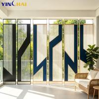 China Custom Stainless Steel Angular Broken Line Vertical Strip Metal Screen Partition for sale