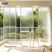 China Custom Stainless Steel Rounded Arch Fluted Glass Folding Screen Partition for sale