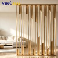 China Custom Stainless Steel Gold Vertical Slat Room Divider For Indoor Space Separation for sale