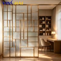 China Stainless Steel Geometric Mixed Glass Room Divider For Indoor Space Decoration for sale