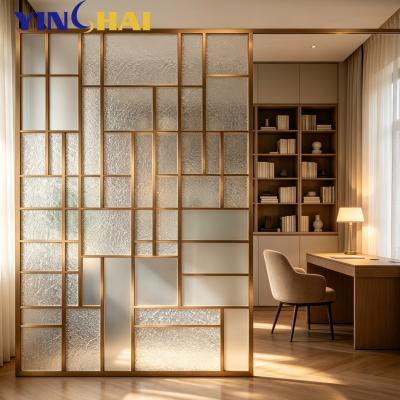 China Stainless Steel Geometric Mixed Glass Room Divider For Indoor Space Decoration for sale