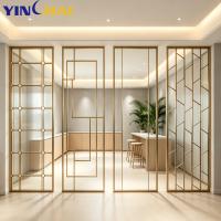 China Custom Stainless Steel Reeded Glass Room Divider For Indoor Decoration for sale