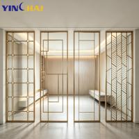 China Custom Stainless Steel Reeded Glass Room Divider For Indoor Decoration for sale