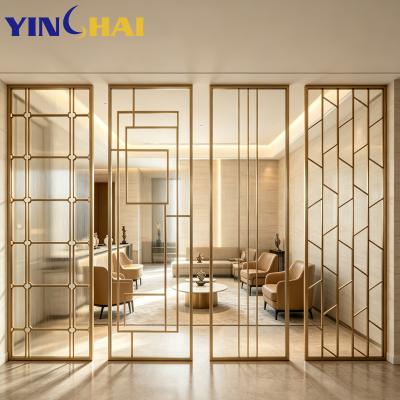 China Custom Stainless Steel Reeded Glass Room Divider For Indoor Decoration for sale