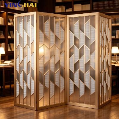 China Custom Stainless Steel Folding Room Divider Screen With Decorative Inserts for sale