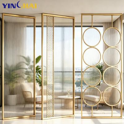 China Custom Stainless Steel Fluted Glass Partition Screen For Commercial Space for sale