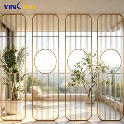 China Custom Light Luxury Round Hollow Stainless Steel Vertical Strip  Partition for sale