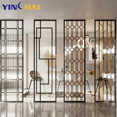 China Custom Stainless Steel Hollow Glass Partition Screen For Commercial Space for sale
