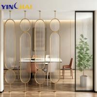 China Custom Stainless Steel Gold Frame Oval Reed Glass  Screen Partition for sale