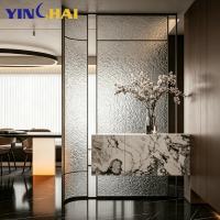 China YINGHAI Custom Stainless Steel Curved Frame Textured Glass Screen Partition for sale