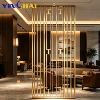 China Custom Stainless Steel Geometric Linear Hollow Grille Screen Partition for sale