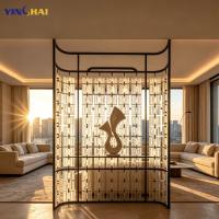 China Custom Stainless Steel Screen Partition With Hanging Textured Glass Blocks for sale