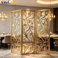 China Stainless Steel Curved Floral Hollow Room Divider For Restaurant Living Room for sale