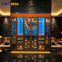 China Built-in Multi-Zone Wine Cellar Tempered Glass LED Custom Storage Rack for sale