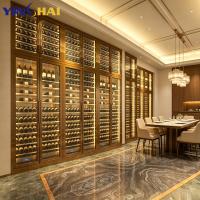 China Built-in Stainless Steel Wine Storage Frame LED Glass Display Rack for sale