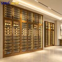 China Built-in Stainless Steel Wine Storage Frame LED Glass Display Rack for sale