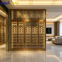 China Built-in Stainless Steel Wine Storage Frame LED Glass Display Rack for sale