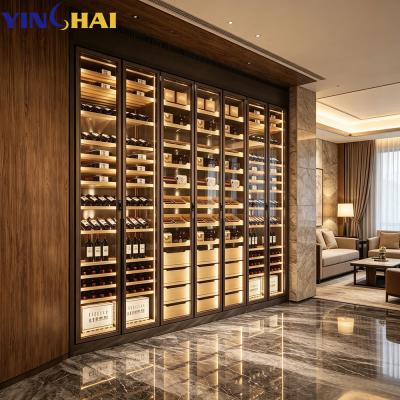 China Constant temperature Embedded Full Wall  Stainless Steel Glass Wine Display for sale