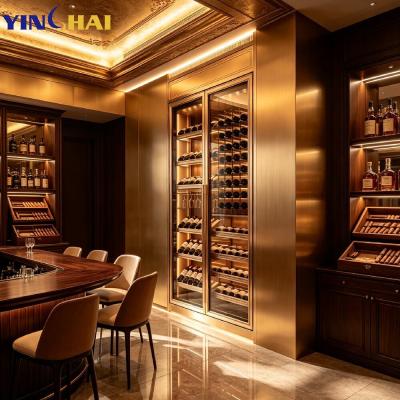 China Custom  Constant Temperature Wine Cabinet With Ambient Lighting  Glass Door for sale