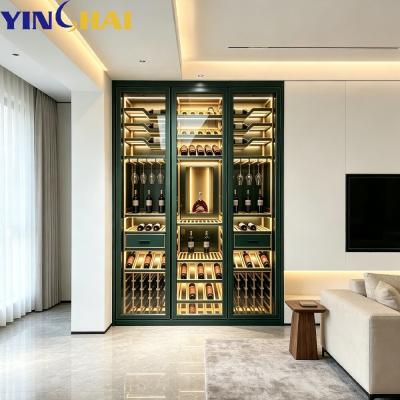 China YINGHAI Custom Dark Green Stainless Steel Constant Temperature Wine Cabinet for sale