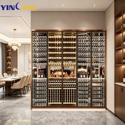 China Custom Stainless Steel Wine Display Cabinet Large Capacity LED Storage Unit for sale
