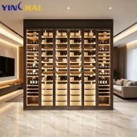 China Stainless Steel 6 Door Wine Cabinet LED Glass Door with Multi Drawer Storage for sale