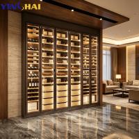 China Stainless Steel 6 Door Wine Cabinet LED Glass Door with Multi Drawer Storage for sale