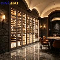 China Stainless Steel 6 Door Wine Cabinet LED Glass Door with Multi Drawer Storage for sale