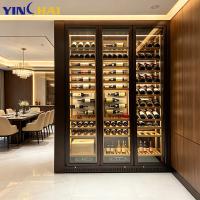 China Stainless Steel 3 Door Wine Cabinet Dark Frame LED Glass Wine Storage Rac for sale