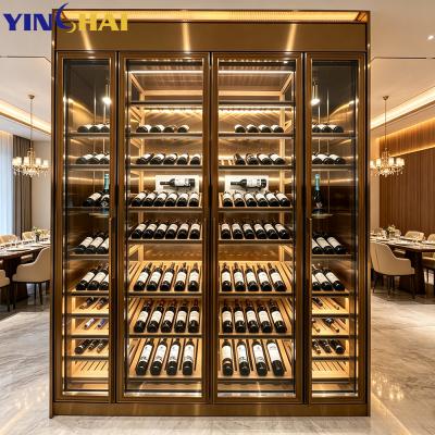 China Large Capacity Wine Cabinet Stainless Steel LED Villa Storage Cabinet for sale