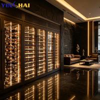 China Full Wall Large Storage Wine Display Cabinet Stainless Steel LED Tempered Glass Unit for sale