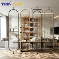 China YINGHAI Custom Stainless Steel Freestanding Textured Glass Partition Screen for sale
