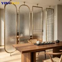 China Stainless Steel Multi Texture Art Glass Partition Screen With Dynamic Light Shadow for sale
